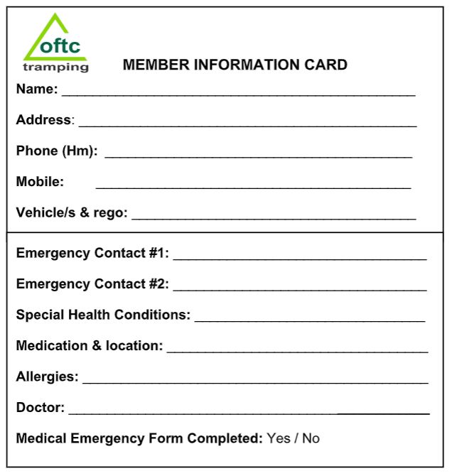 Member Information Card - OFTC